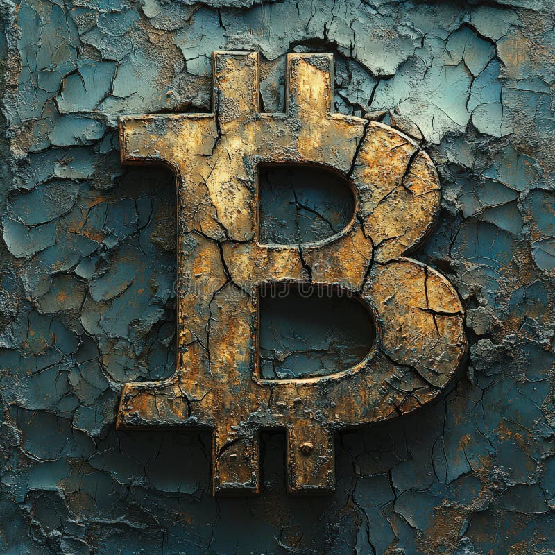 Cracked Bitcoin Symbol in Distressed Texture Stock Image - Image of ...
