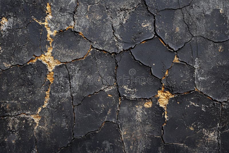 Cracked Black and Gold Textured Surface Representing Decay and Vintage ...