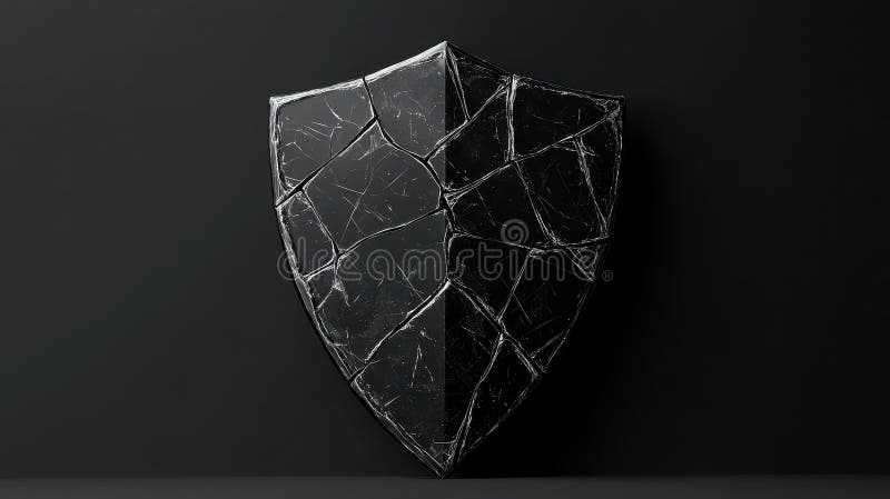 Cracked Black Shield with Dramatic Texture Stock Image - Image of ...