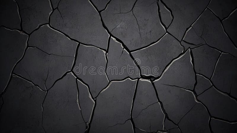 Cracked Black Surface Showcasing Intricate Patterns of Dryness in ...