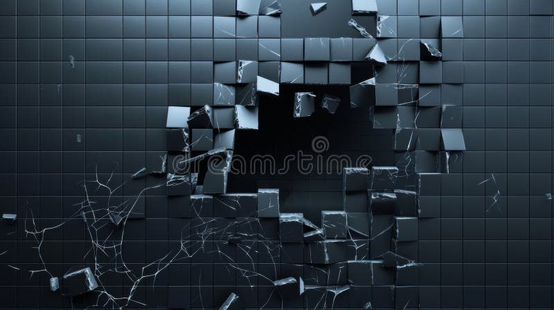 Cracked Black Tiles with Dramatic Shattered Textures Stock Image ...