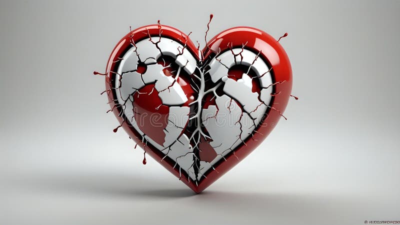 A Cracked and Bleeding Heart of Red and White Stock Image - Image of ...