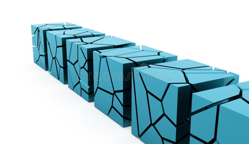 Cracked blue cube. stock illustration. Illustration of graphic - 75617670
