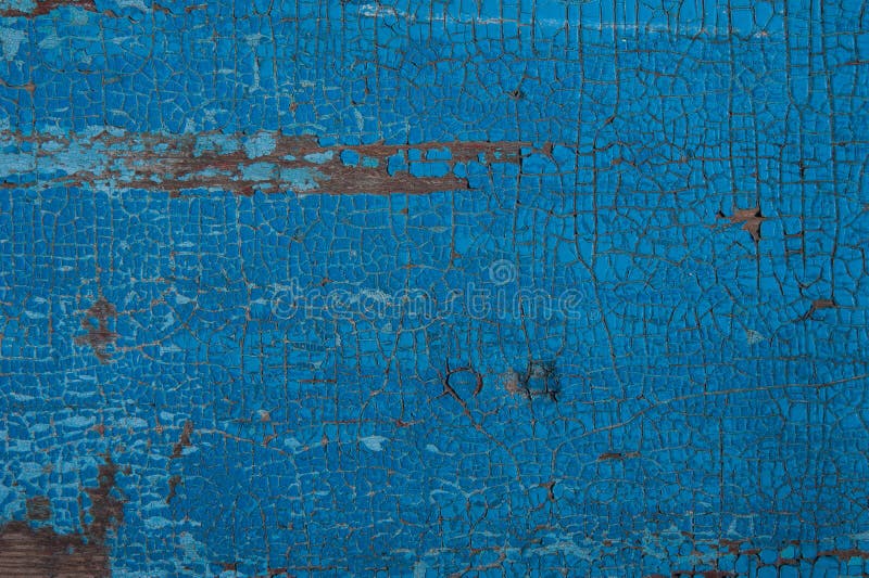 Cracked Blue Paint Texture on Weathered Wood. Stock Image - Image of ...