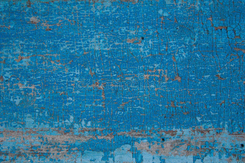 Cracked Blue Paint Texture on Weathered Wood. Stock Image - Image of ...