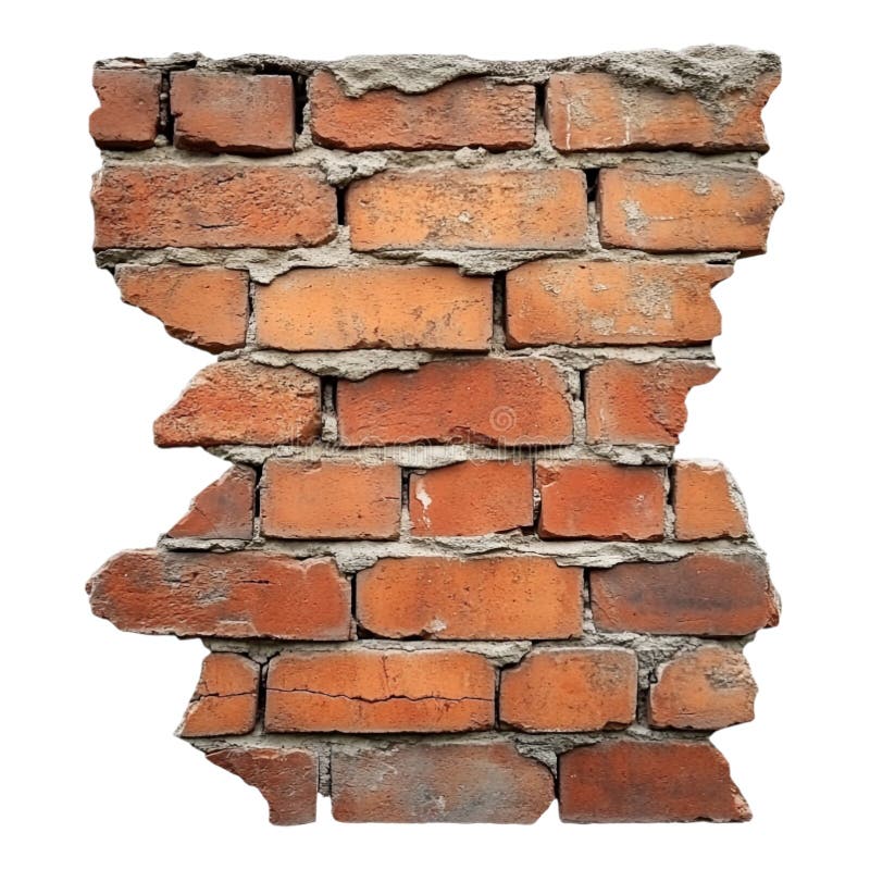 Cracked Brick Wall Against Transparent Background for Illustrating ...