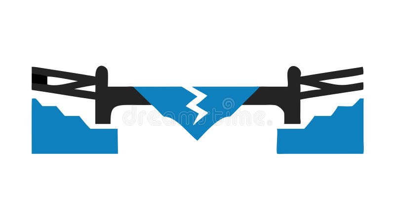 Cracked Bridge Indicating Damage or Instability, Vector Design ...