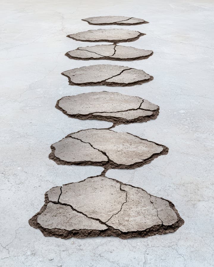 Cracked and Broken Concrete Path Stock Illustration - Illustration of ...
