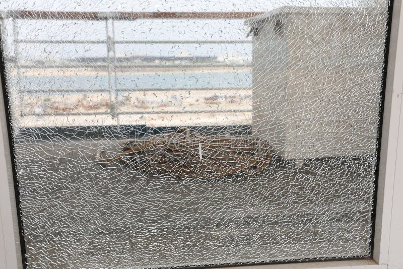 Cracked Broken Destroyed Glass Damaged Window Background Stock Image ...