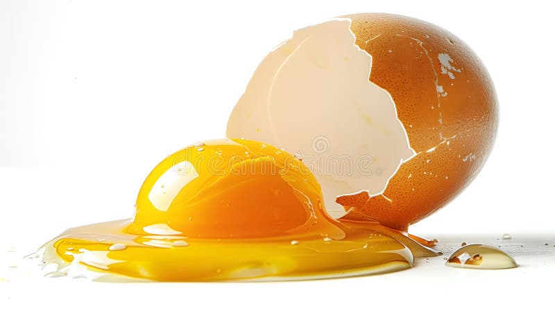 Cracked Egg on White Studio Background with Hyper Detailed Photography ...