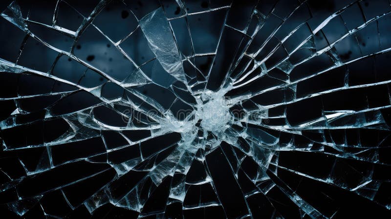 Cracked Broken Glass Black Background Stock Illustration - Illustration ...