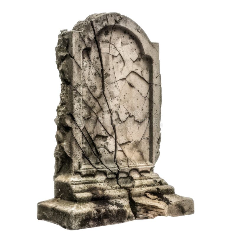 Cracked and Broken Stone Gravestone Stock Photo - Illustration of ...