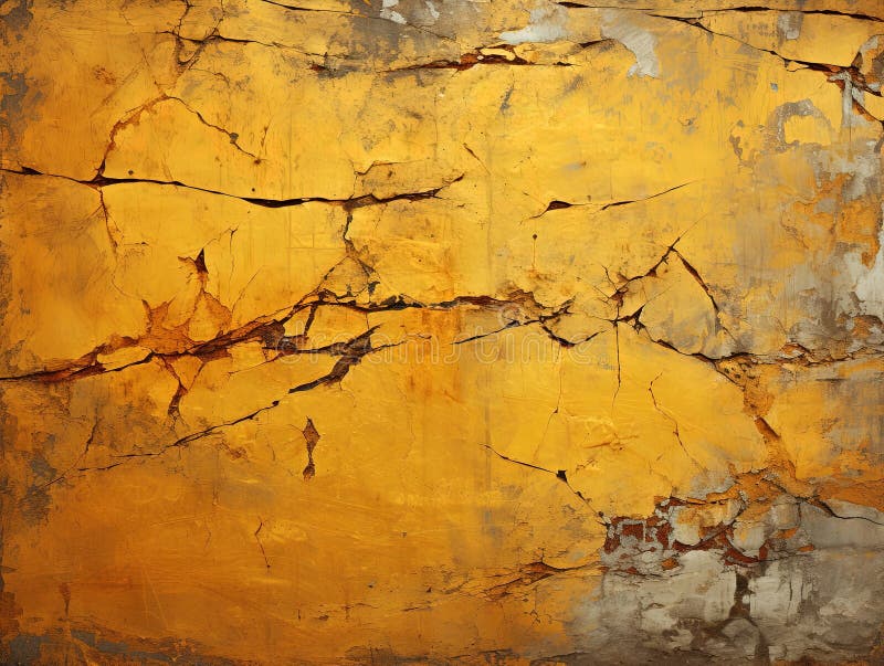 Cracked and Broken Yellow Concrete Wall Background Stock Illustration ...