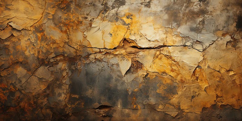 Cracked and Broken Yellow Concrete Wall Background Stock Illustration ...