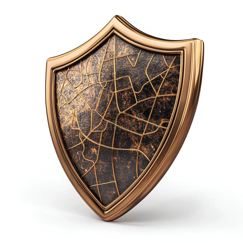 Cracked Bronze Shield on White Background Stock Illustration ...