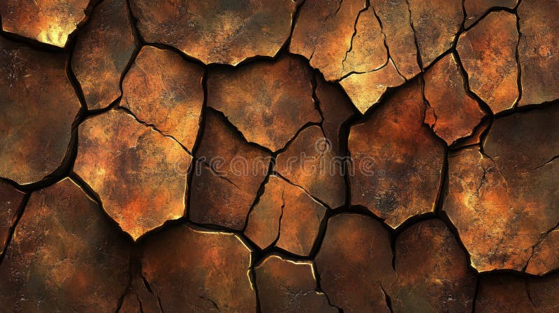 Cracked Brown and Orange Earth Texture Background Stock Illustration ...