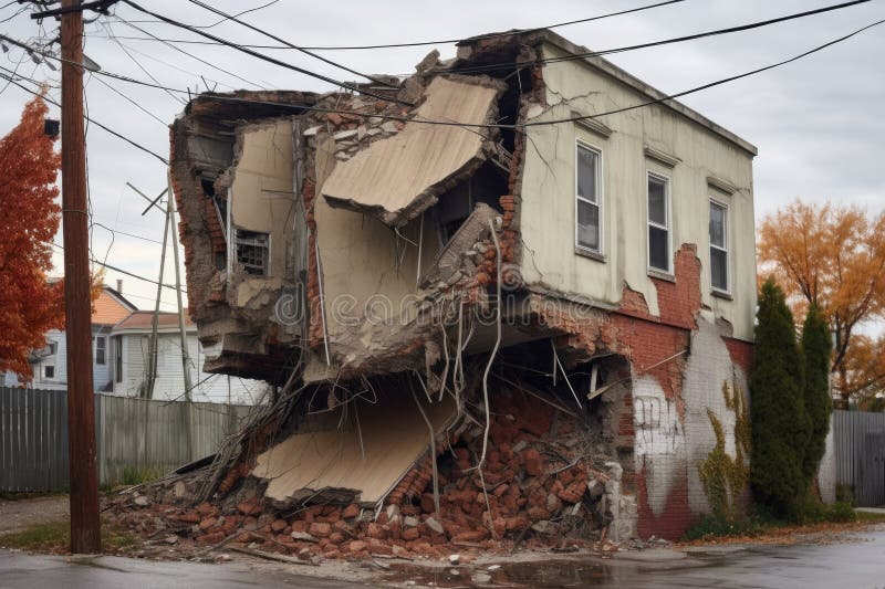 Cracked Building Foundation after Collapse Stock Illustration ...
