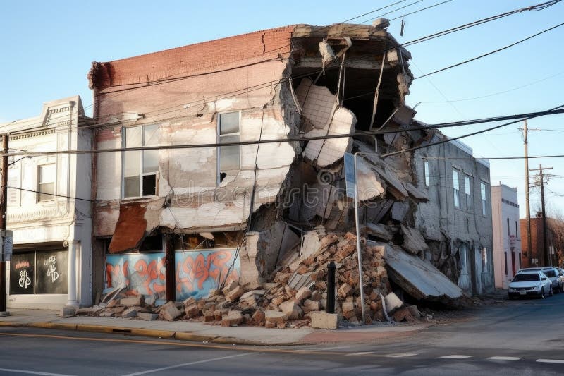 Cracked Building Foundation after Collapse Stock Image - Image of ...