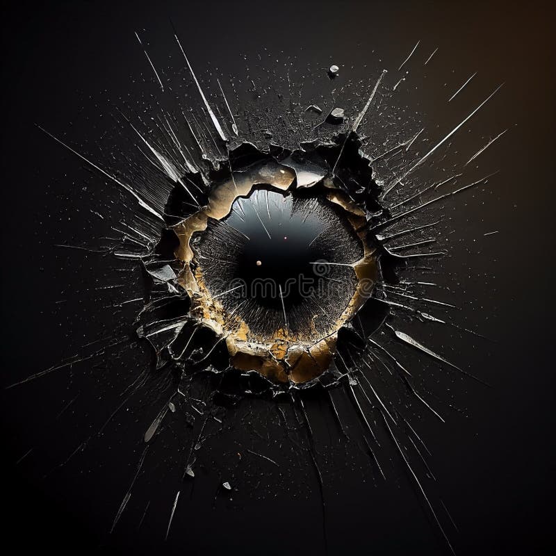 Cracked Bullet Hole on the Glass Stock Illustration - Illustration of ...