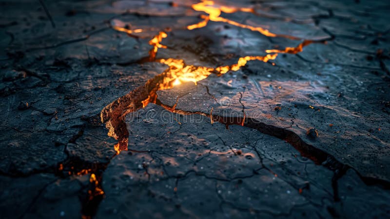 Cracked and Burnt Out Landscape with a Hole in the Ground. Stock Photo ...