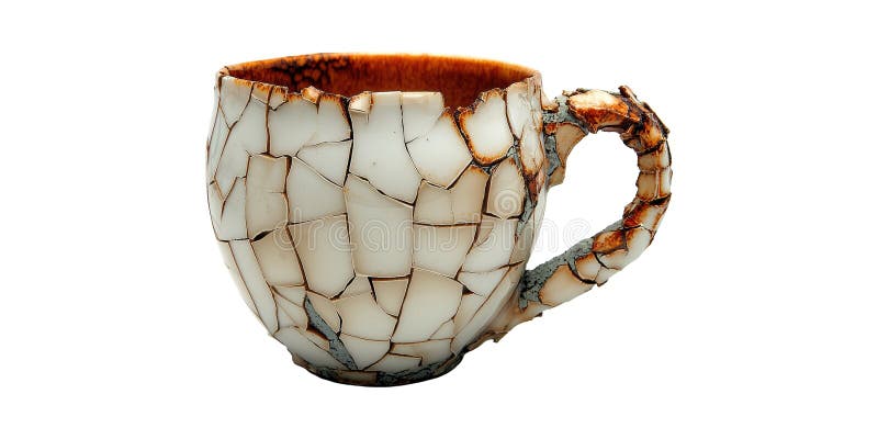 Cracked Ceramic Mug with Unique Texture. Artistic Design and Rustic ...