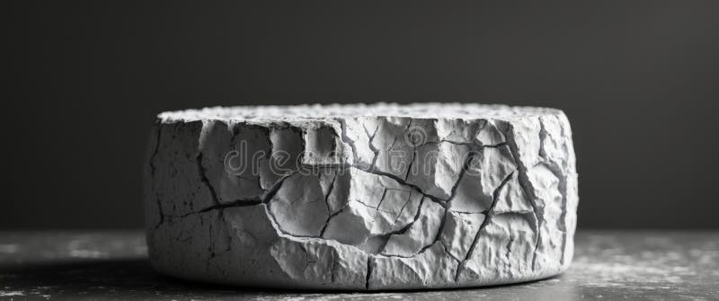 Cracked Cheese Wheel Resembling Weathered Rock Surface. Stock Photo ...