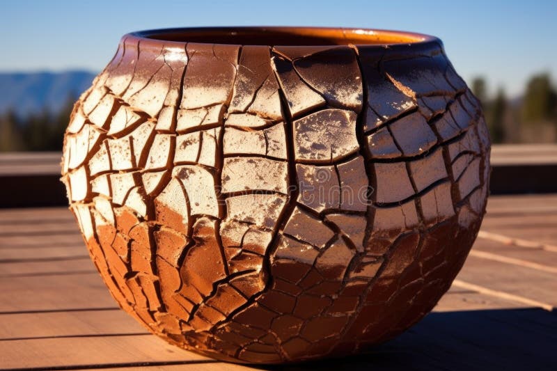 Cracked Clay Pot Drying in Sun, Showing Age and Texture Stock Image ...