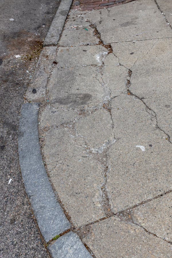 Cracked Concrete Sidewalk Needing Repair Stock Image - Image of pattern ...
