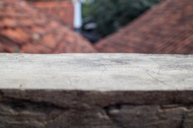 Cracked Concrete Surface with Blurred Roof Background Stock Image ...