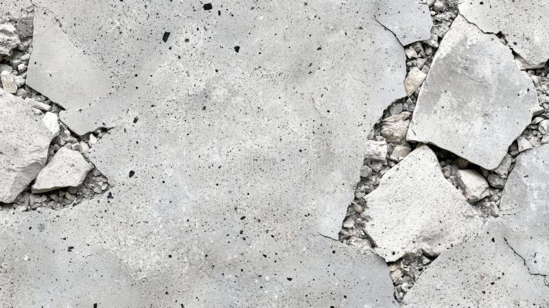 Cracked Concrete Surface Shows Extensive Damage and Debris Stock ...