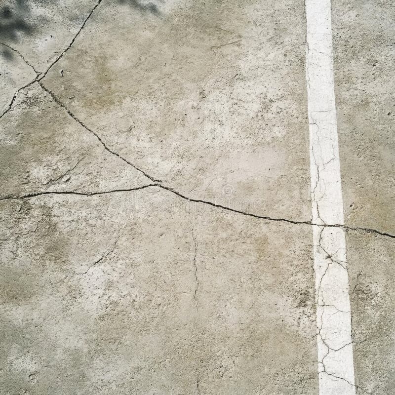 Cracked Concrete Surface with White Line, Urban Texture Background ...