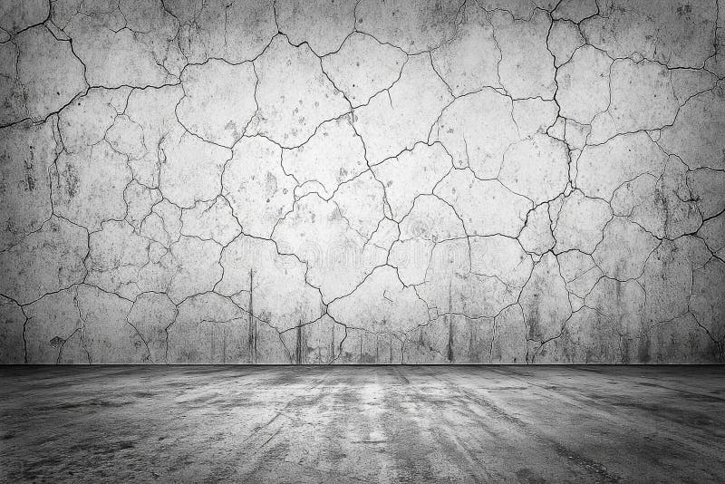 Cracked Concrete Wall Room Interior Design Background Stock Image ...