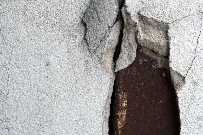 A Cracked Concrete Wall with Rusty Corrugated Iron Plate for a Vintage ...