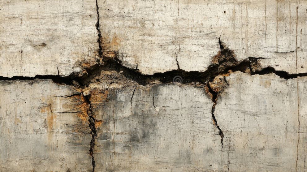 Cracked Concrete Wall Shows Extensive Damage Stock Illustration ...