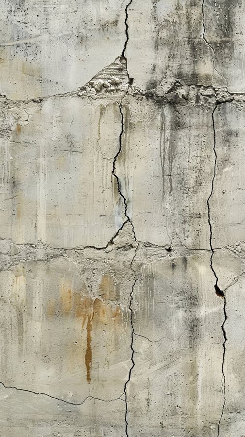 Cracked Concrete Wall with Weathered Texture, Architectural Flaw ...
