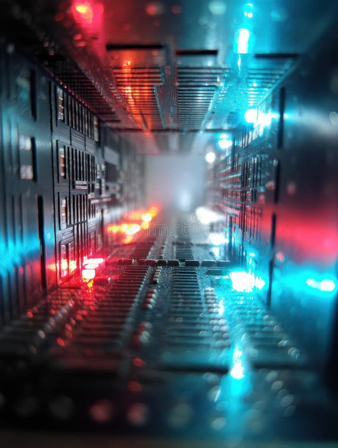 CPU Socket Exhibits a Dramatic Crack with Pulsing Red and Blue Lights ...