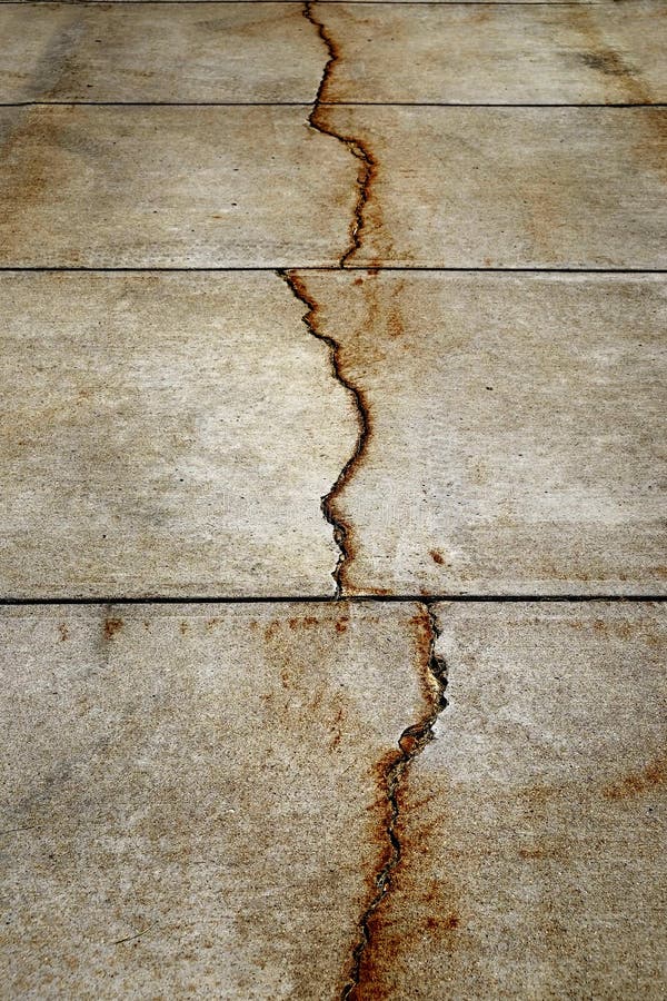 Cracked Crack in a Sidewalk Concrete Walk Way Stock Image - Image of ...