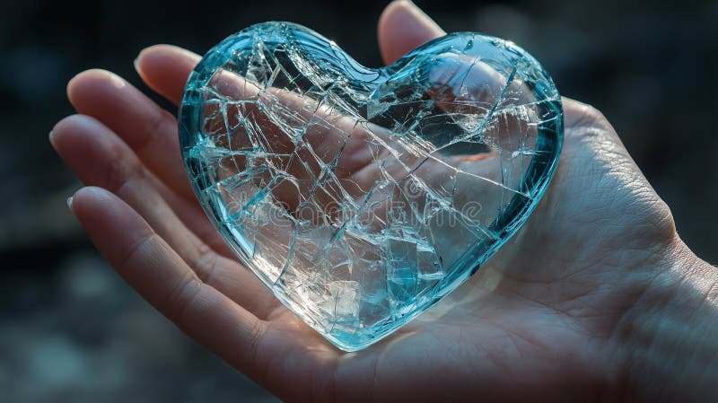 Cracked Crystal Heart in a Woman S Hands Stock Photo - Image of glass ...