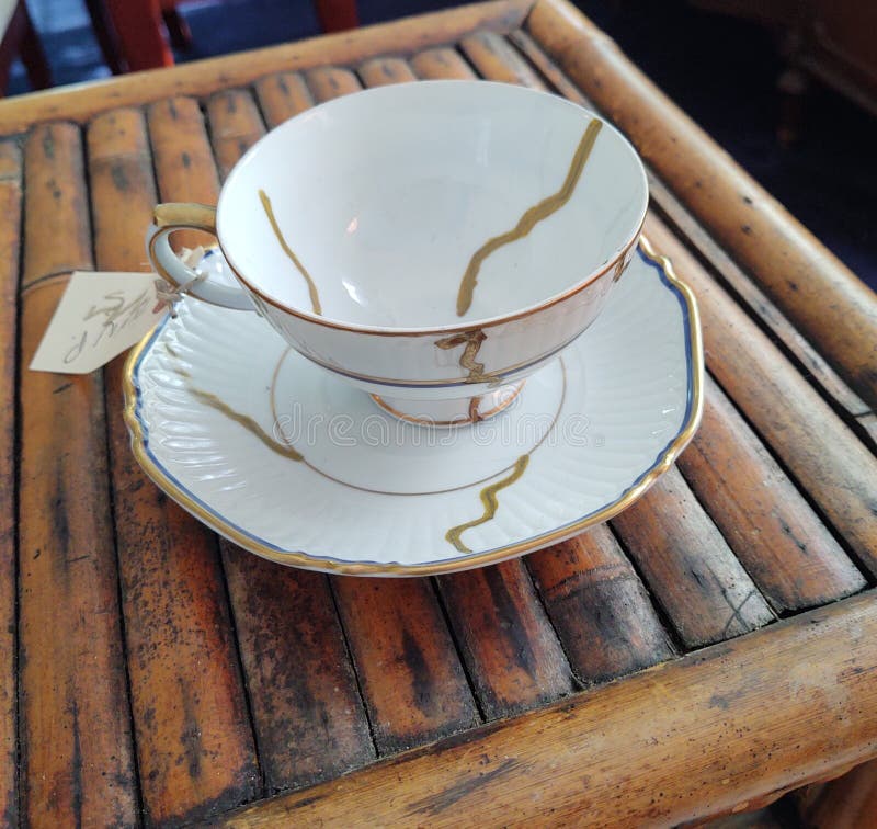 Cracked Cup and Saucer stock image. Image of dish, saucer - 202943967