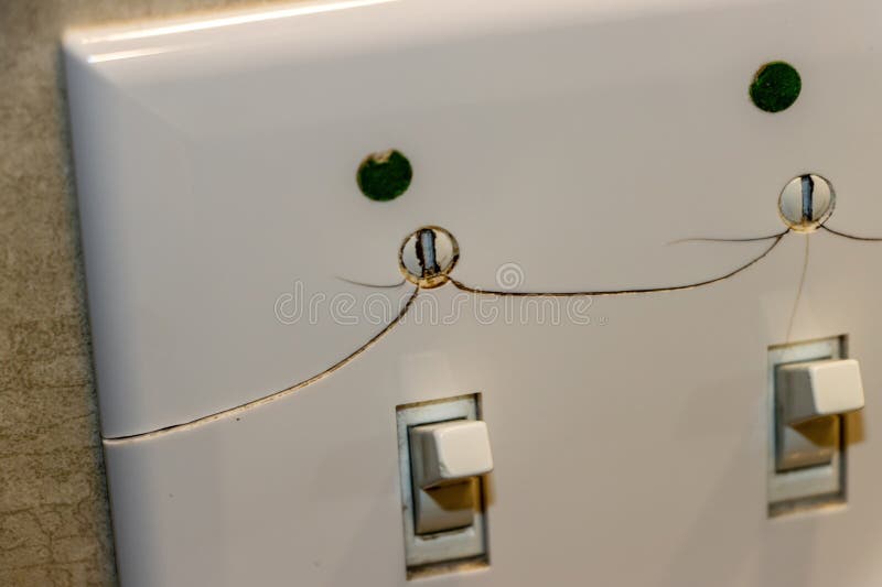 Cracked and Damaged Light Switch Wall Plate Stock Image - Image of ...