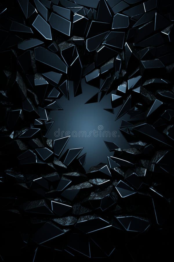 Cracked Dark Glass 3d Abstract Texture, Vertical Image with Intriguing ...
