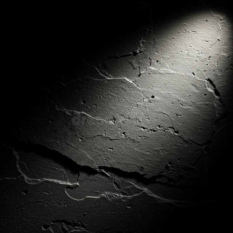 Cracked Dark Surface with Uneven Texture, Illuminated by a Focused ...