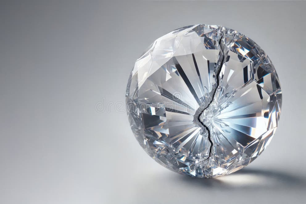 A Cracked Diamond on a Light Background. Space for Text. Stock Photo ...