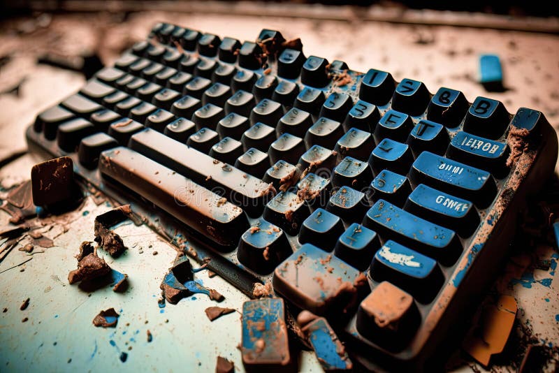 Cracked and Dirty Computer Keyboard, Rusted with Gem and Unhealthy ...