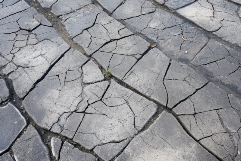 Cracked and Distressed Concrete Pavement Stock Photo - Image of surface ...