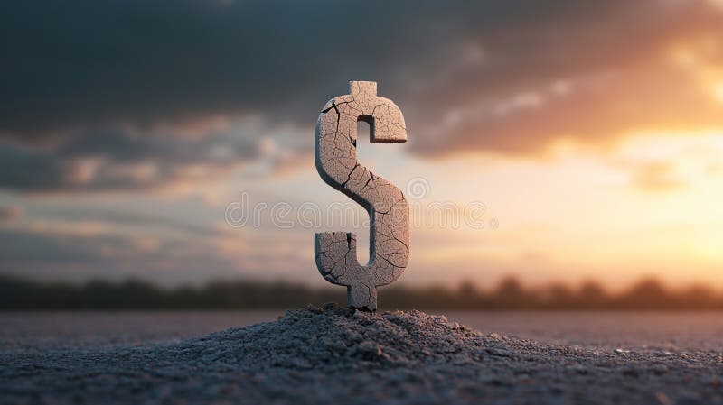 Cracked Dollar Sign Symbolizes Financial Struggles and Economic ...