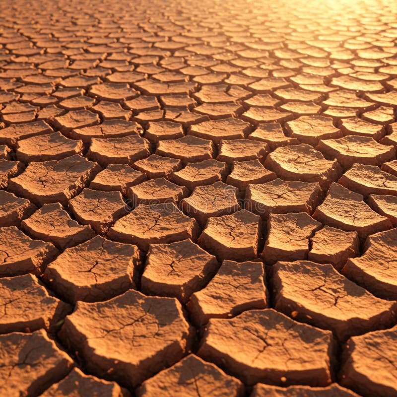 Cracked, Dry Earth Forms a Mosaic-like Pattern, Indicative of Drought ...