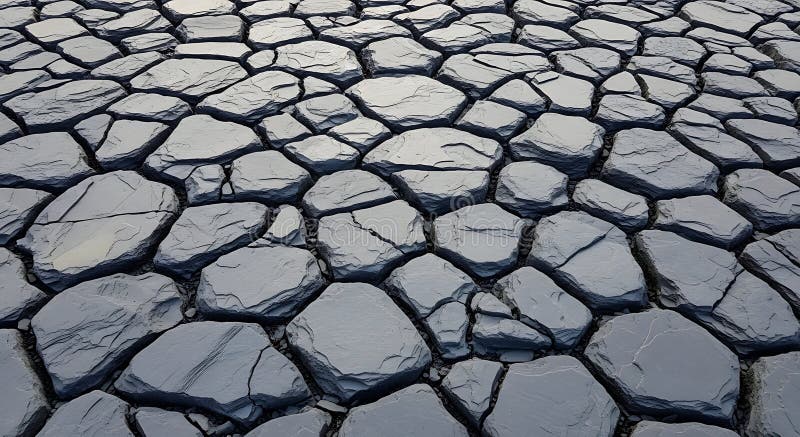 Cracked, Dry Mud Forms a Textured Surface Resembling Polygonal Patterns ...