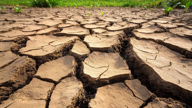 Cracked and Dry Soil Surface in a Dried-Up Field Stock Illustration ...
