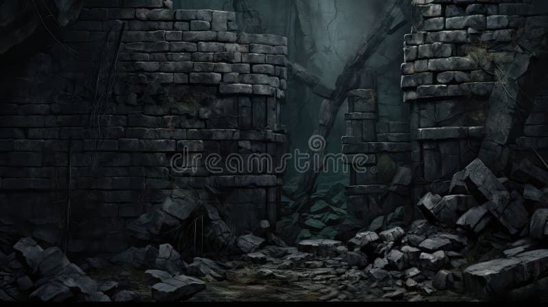 Cracked dungeon wall stock illustration. Illustration of foreboding ...